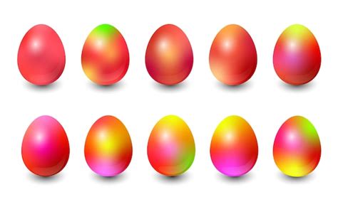 Premium Vector Set Of Easter Red Eggs On White Background