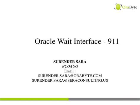 Ppt Oracle Wait Interface 911 Powerpoint Presentation Free