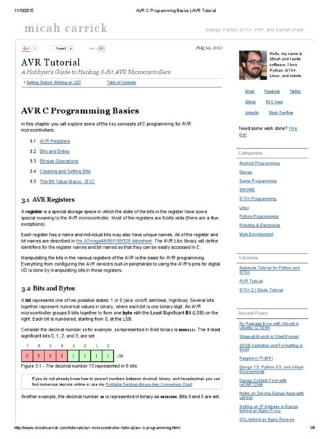 Avr C Programming Basics Avr Tutorial Pdf
