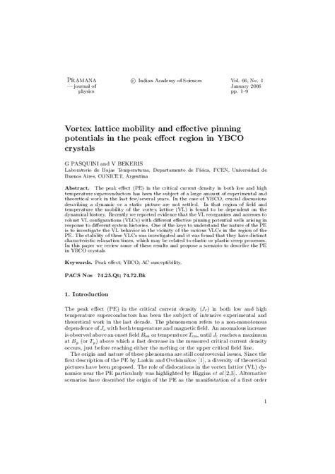 Pdf Vortex Lattice Mobility And Effective Pinning Potentials In The Peak Effect Region In Ybco