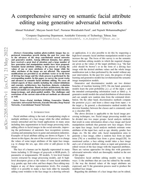 pdf a comprehensive survey on semantic facial attribute editing using generative adversarial