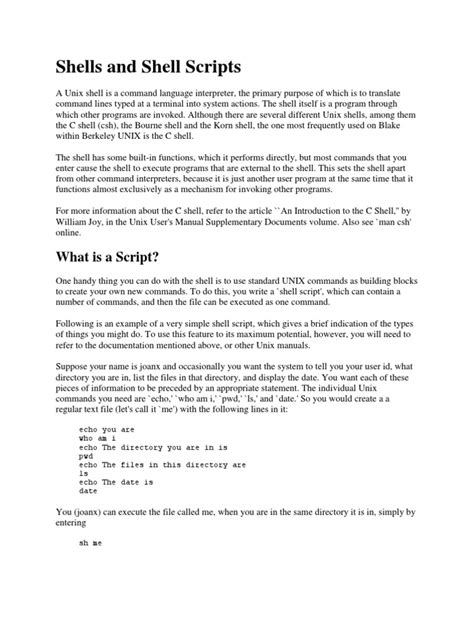 Shells And Shell Scripts Pdf Command Line Interface Computer