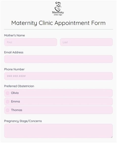 Free Maternity Clinic Appointment Form Template 123formbuilder