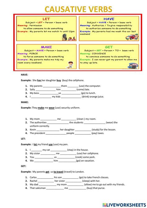 Causative Verbs Worksheet Causative Verbs Worksheet