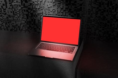 Premium PSD A Red Laptop With A Red Screen That Says Quot T Quot On The Screen