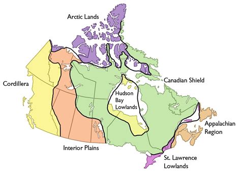 Map Of The Landform Regions Of Canada