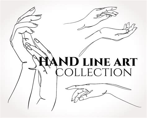 Hand Line Art Collection Hand Svg Minimalist Hand Hand Wall Art