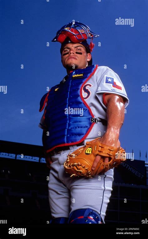Texas Rangers Catcher Ivan Pudge Rodriguez Poses For Portrait In The