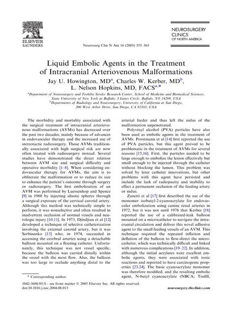 355 Liquid Embolic Agents In The Treatment Of Intracranial