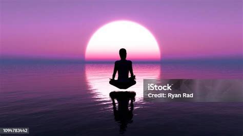 요가 명상 바다 3d 렌더링 달 하늘에 대한 스톡 사진 및 기타 이미지 달 하늘 요가 차크라 Istock