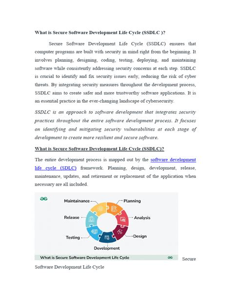 1 Secure Software Development Life Cycle Pdf Computer Security