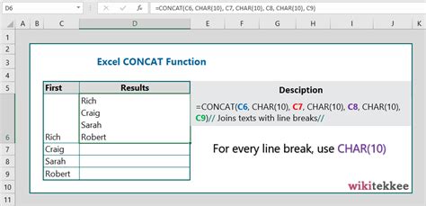 Excel CONCAT Function Examples PART II Wikitekkee