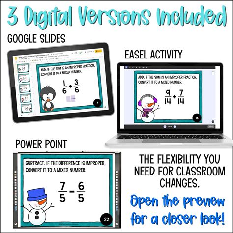 Winter Adding And Subtracting Fractions Task Cards Curious Classroom