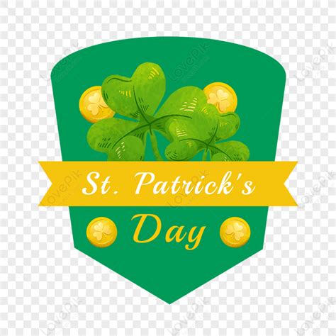 성 일러스트 패트릭의 날 라벨 그린삼월클로버 Png 일러스트 무료 다운로드 Lovepik