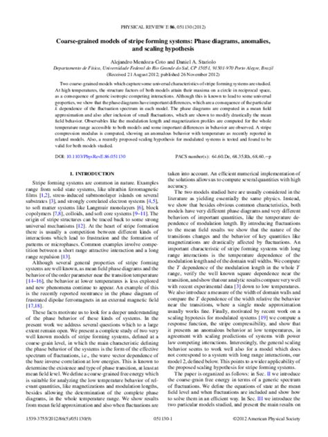 Pdf Coarse Grained Models Of Stripe Forming Systems Phase Diagrams