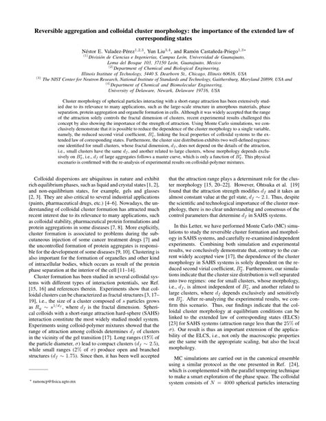 Pdf Reversible Aggregation And Colloidal Cluster Morphology The Importance Of The Extended