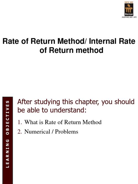 8 Internal Rate Of Return Irr Or Rate Of Return Method Revised Pdf