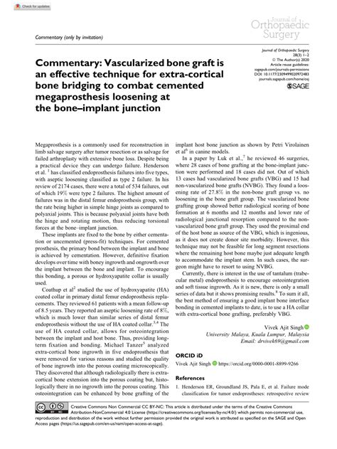 Pdf Commentary Vascularized Bone Graft Is An Effective Technique For