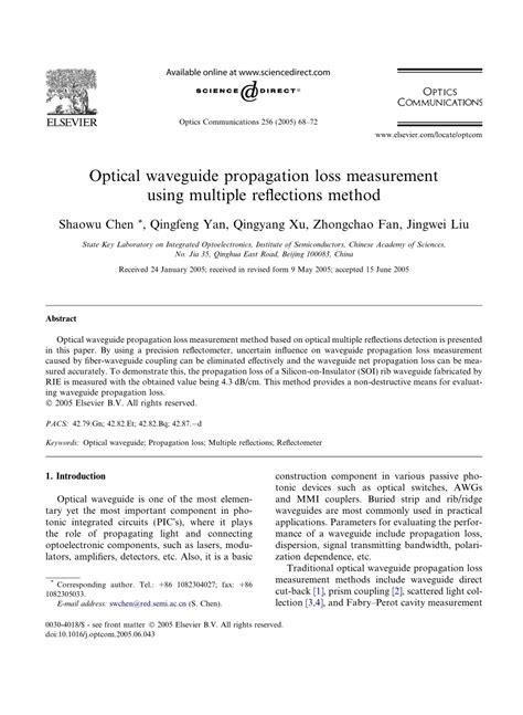 Pdf Optical Waveguide Propagation Loss Measurement Using Multiple Reflections Method