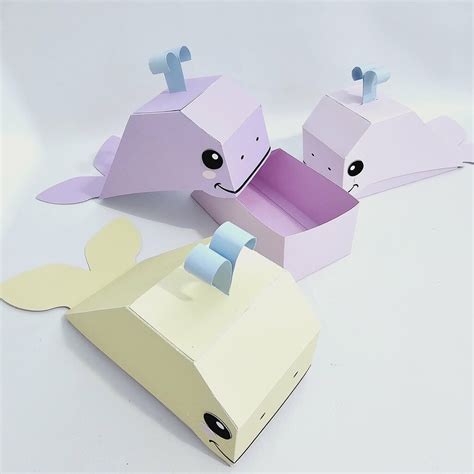 Caixa Baleia Em Formato 3d Para Decoração De Festa Infantil E Doces