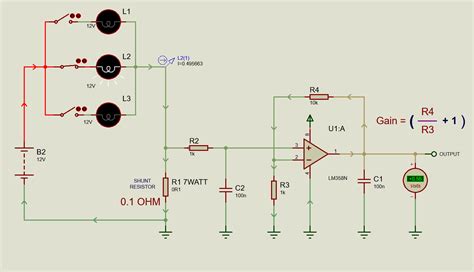 Dc Current Measurement Using Shunt Resistor And Op Amp Circuit