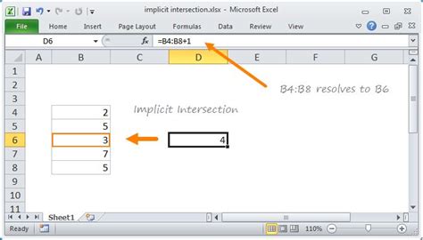Excel Implicit Intersection Example