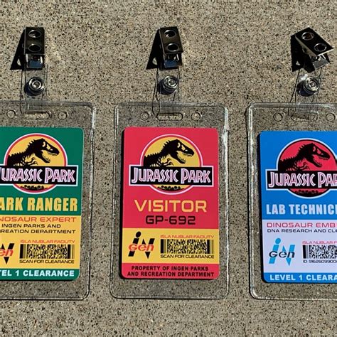 Jurassic Park Id Badge Etsy