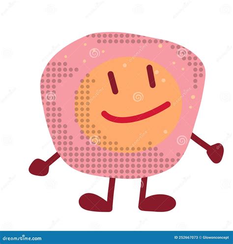 Blob Pink Egg Cartoon Character With Expression Facial Smile Happy