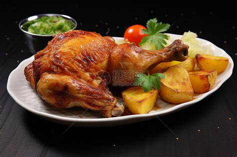 美味烤鸡腿配土豆高清图片下载 正版图片600723847 摄图网