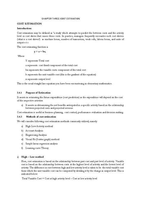 Chapter Three Cost Estimation Chapter Three Cost Estimation Cost Estimation Introduction