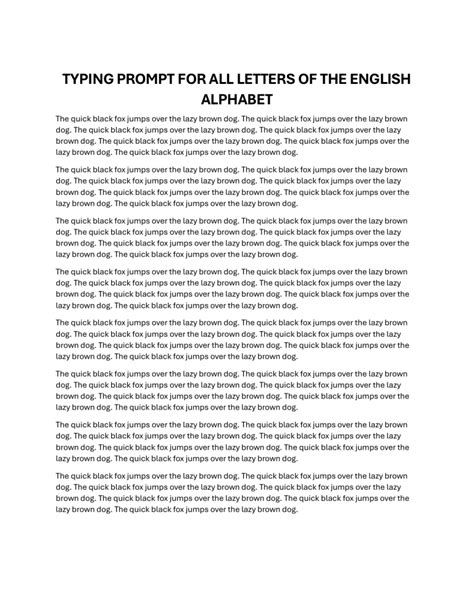 Typing Prompt All Letters Of The English Alphabet