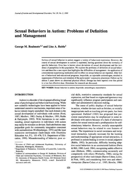 Sexual Behaviors In Autism Problems Of Definition And Management Pdf