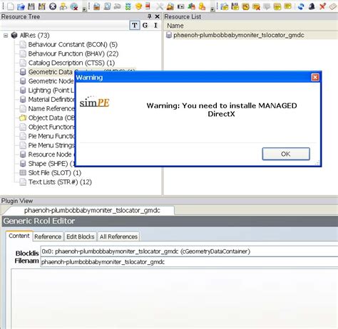 mod the sims simpe managed directx error