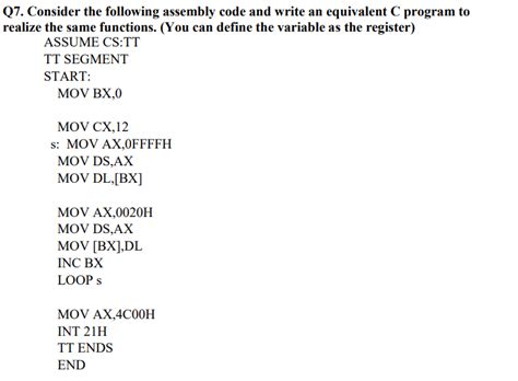 Solved Q Consider The Following Assembly Code And Write An Chegg