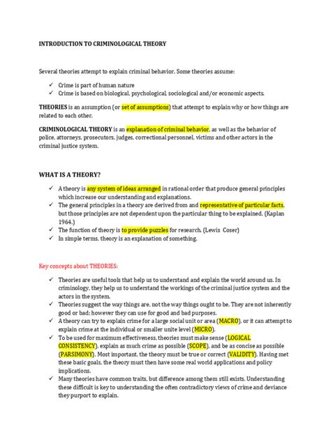 Theories And Crime Causation Pdf Crimes Crime And Violence