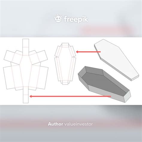 Коробка в форме гроба с крышкой Премиум векторы Гроб Коробка Инструкция по оригами