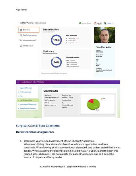 V Sim Virtual Sim Guided Questions Surgical Case Stan Checketts Documentation