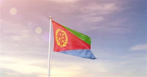 Premium Photo Eritrea National Flag Waving In The Sky