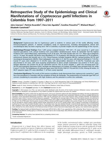 Pdf Retrospective Study Of The Epidemiology And Clinical