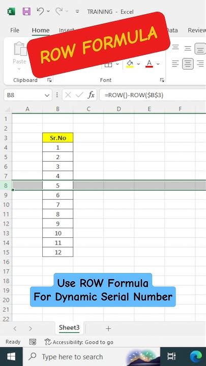 Row Formula In Excel Dynamic Serial Number Time Saving Excel Tricks