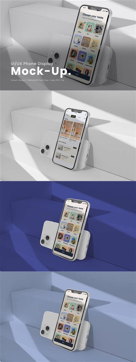 纯色场景iPhone手机样机 素材CNN