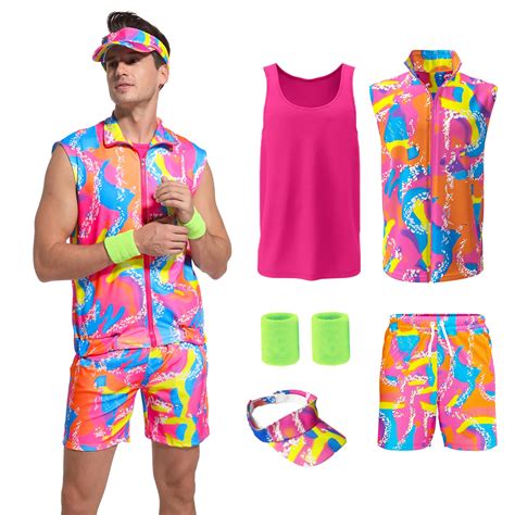 Zokjfdk 80s Men Workout Costume Halloween Cosplay Couples Outfits 80s