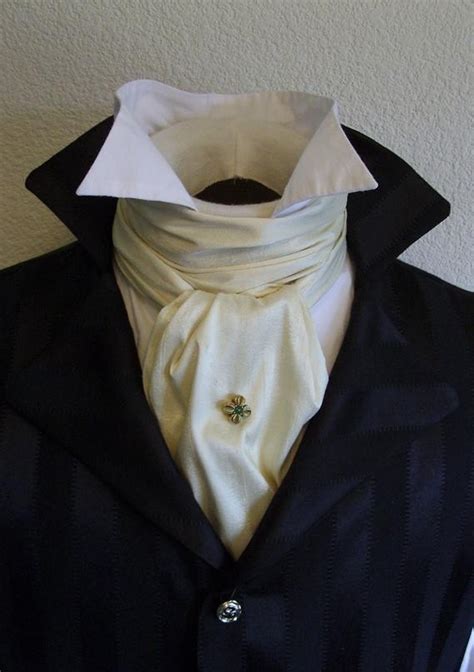 Regency Brummel Victorian Ascot Necktie Tie Cravat Ivory Etsy Artofit