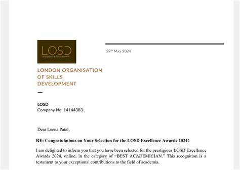 Dr Leena Patel On Linkedin Selectionofinternationalaward