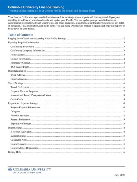 Fillable Online Setting Up Your Concur Profile For Travel And Expense Users Fax Email Print