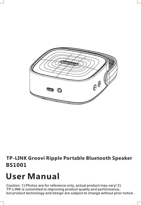 TP Link Technologies BS1001 Groovi Ripple User Manual Bt 1033