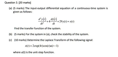 solved question 3 [20 marks] a 5 marks the input output