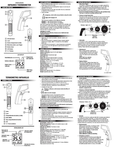 Ficha Tecnica Termometro Infrarojo Mastercool Mod 52224a Pdf