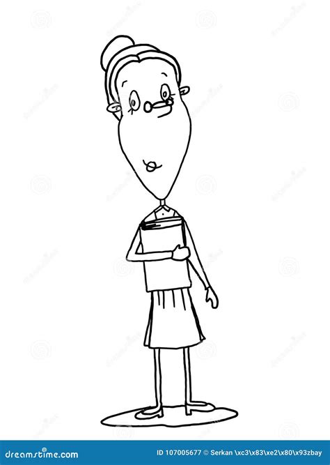 Female Teacher Illustration Cartoon Drawing And White Background And