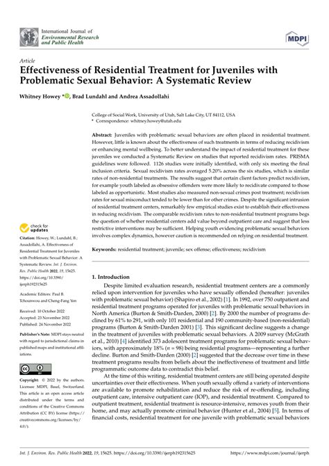 Pdf Effectiveness Of Residential Treatment For Juveniles With Problematic Sexual Behavior A